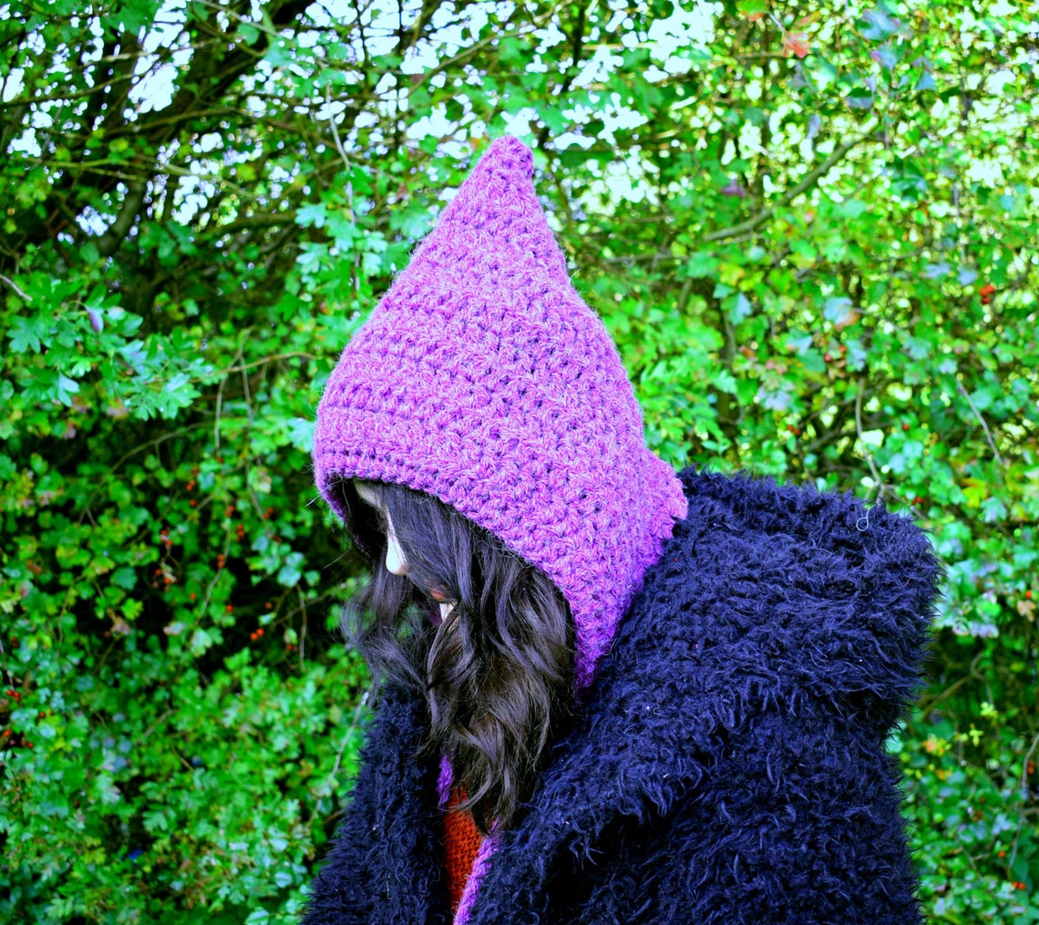 Purple Pixie Hat Pixie Hood Vegan Hat Pixie Crochet Pixie | Etsy