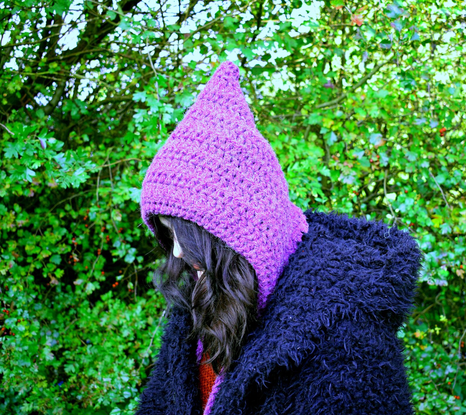 Purple Pixie Hat Pixie Hood Vegan Hat Pixie Crochet Pixie | Etsy