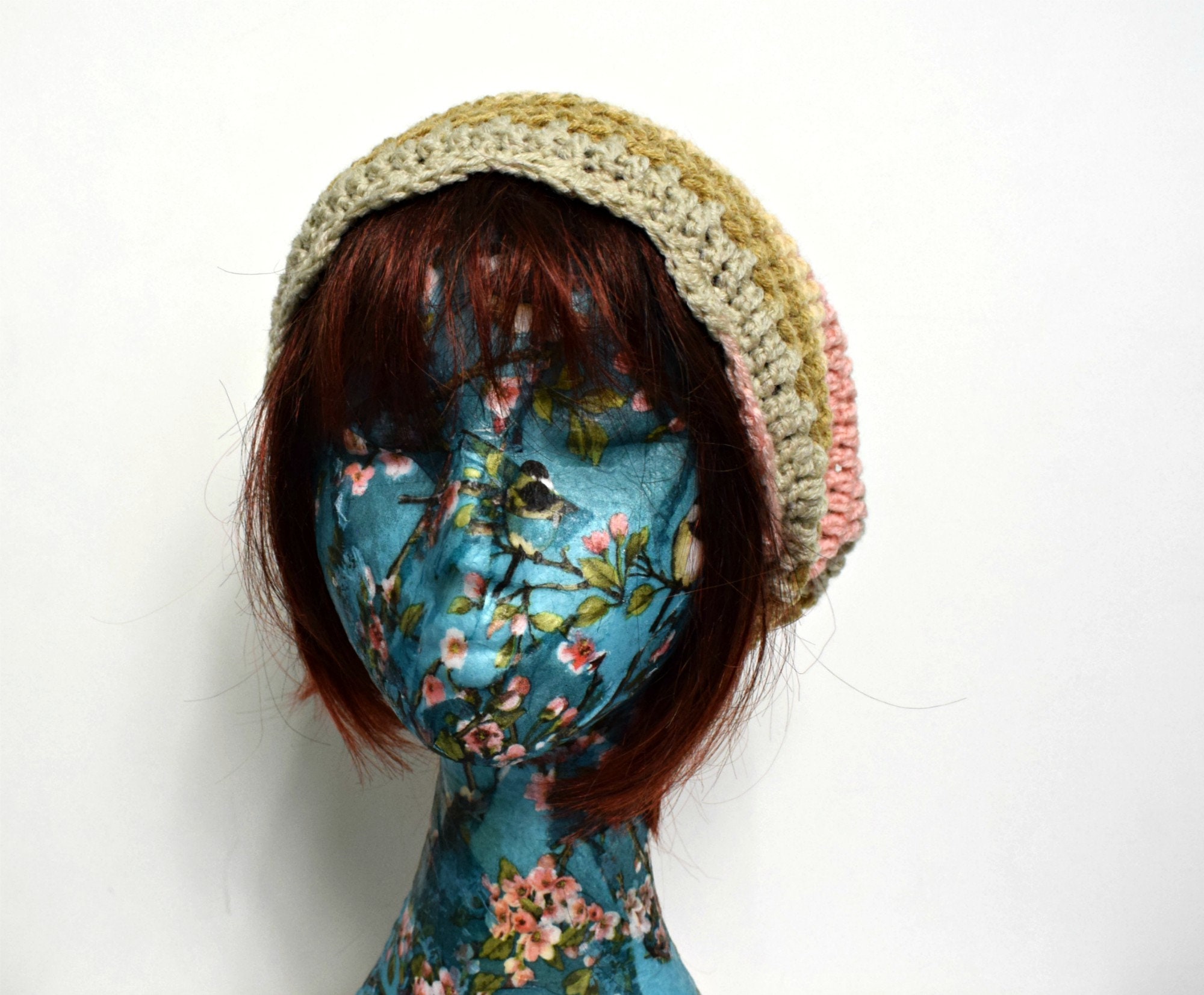 Multicoloured Slouch Beanie in Wool Blend Yarn, Winter Hats, Colourful ...