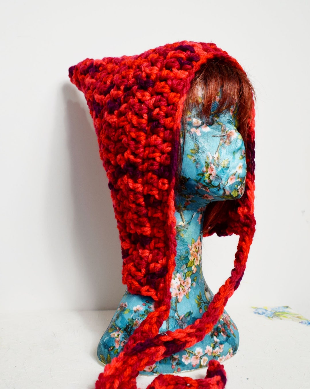 Pixie Hat in Super Chunky Yarn, Non Wool Winter Hat, Pixie Hood, Quirky ...