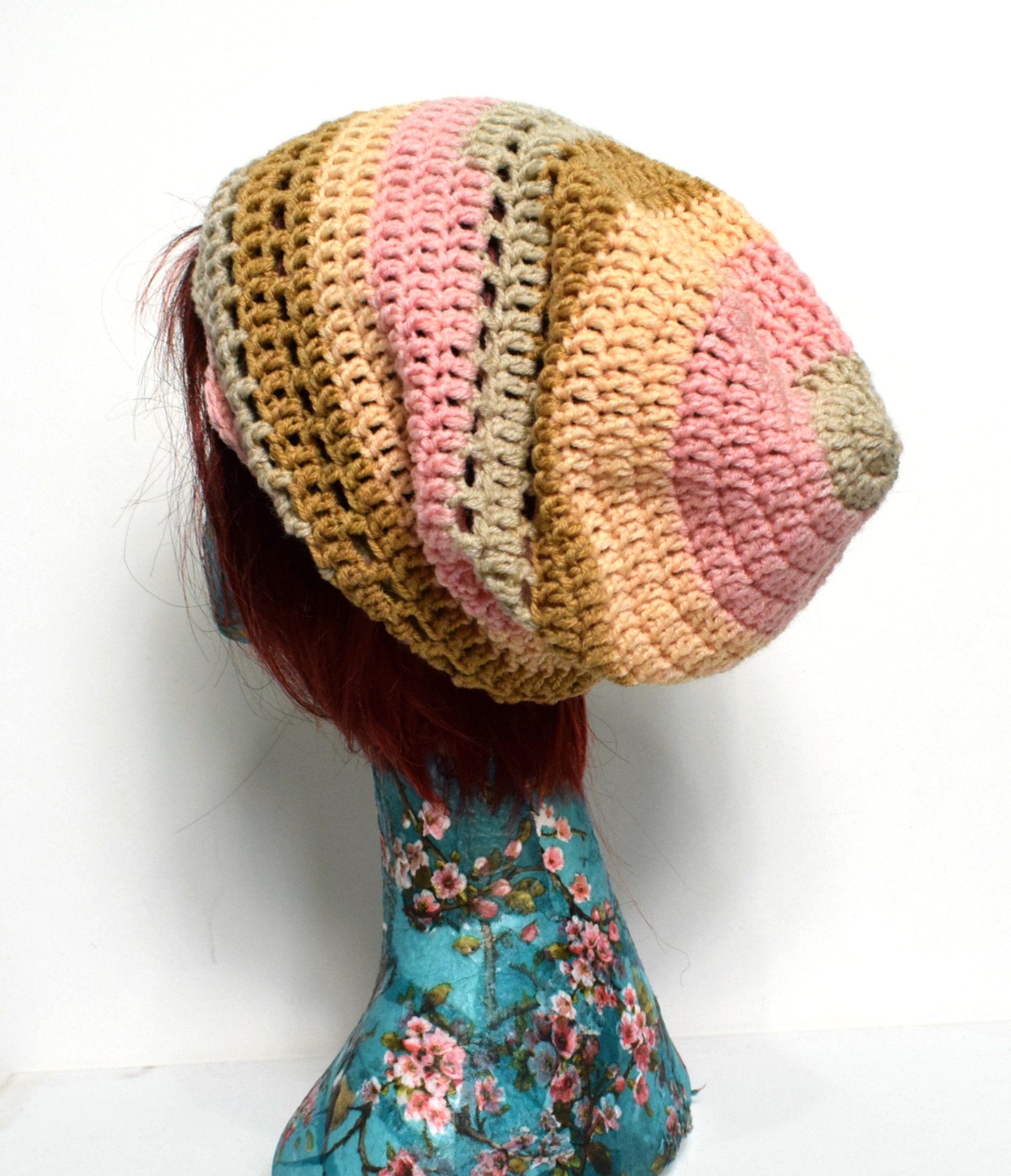 Multicoloured Slouch Beanie in Wool Blend Yarn, Winter Hats, Colourful ...