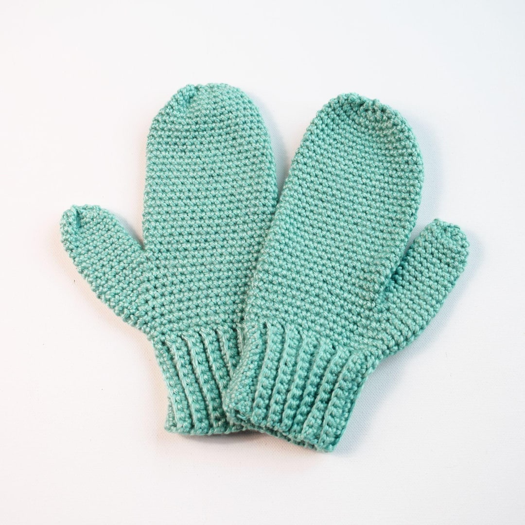 Pale Blue Mittens, Duck Egg Blue Gloves, Acrylic Mittens, Winter Gloves ...