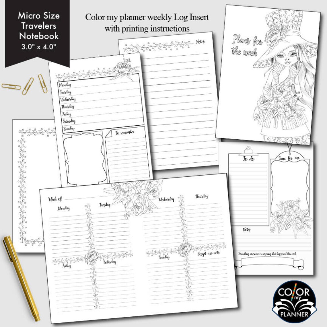 Weekly Printable Micro Size, Weekly Plan Printable Planner Insert. CMP ...
