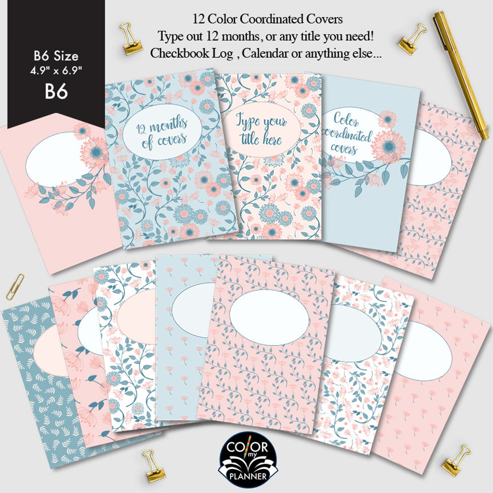 B6 Size Monthly Floral Covers Editable Monthly Covers - Etsy Norway