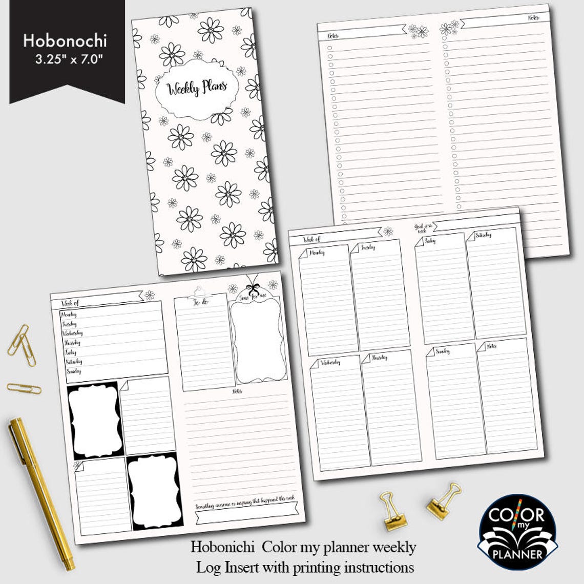 Hobonichi Weekly Printable, Week on Two Pages, Weekly Planner, Weekly ...