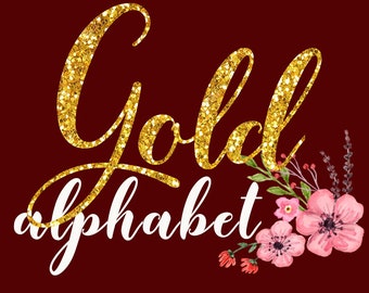 Gold glitter font | Etsy