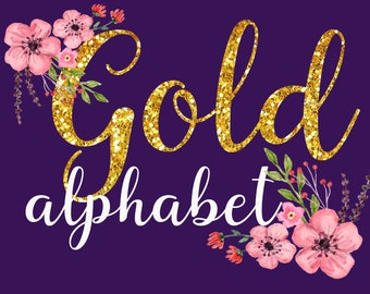 Gold glitter font | Etsy