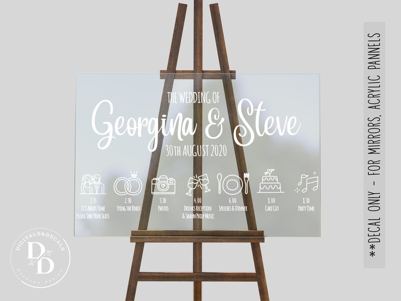 Wedding Timeline Decal Wedding Itinerary Decal Fully | Etsy