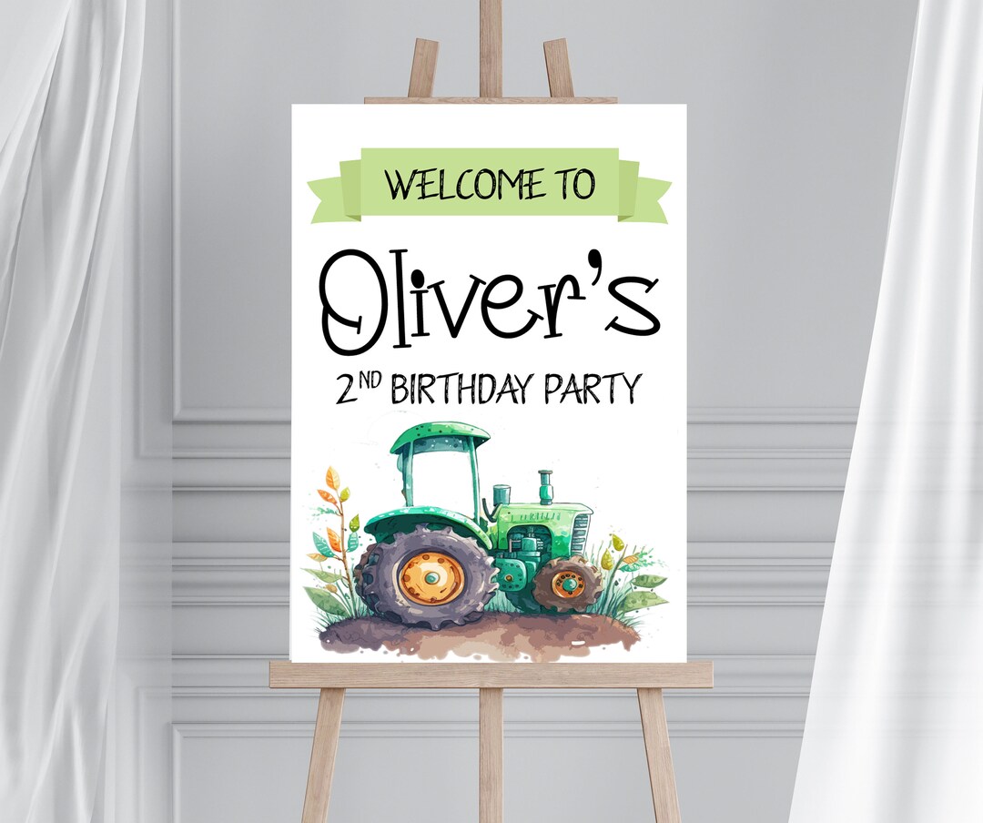 Tractor Farmyard Personalised Party Welcome Sign, Available as a ...