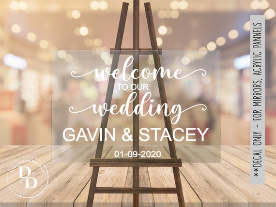 Wedding Welcome Vinyl Decal Sign Personalised Names and Date - Etsy