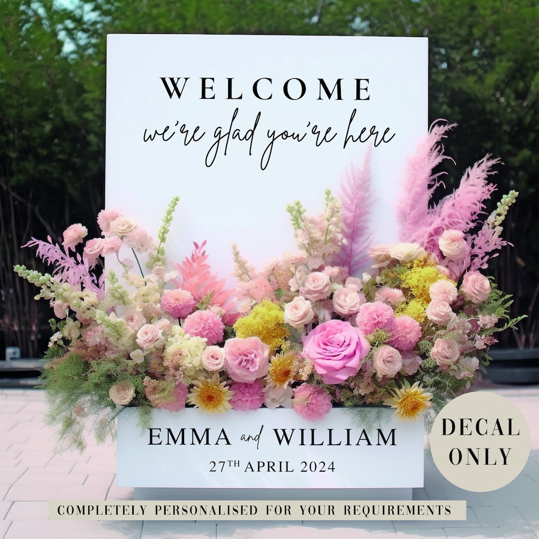 Flower Box Wedding Welcome Sign Vinyl Decals - Etsy