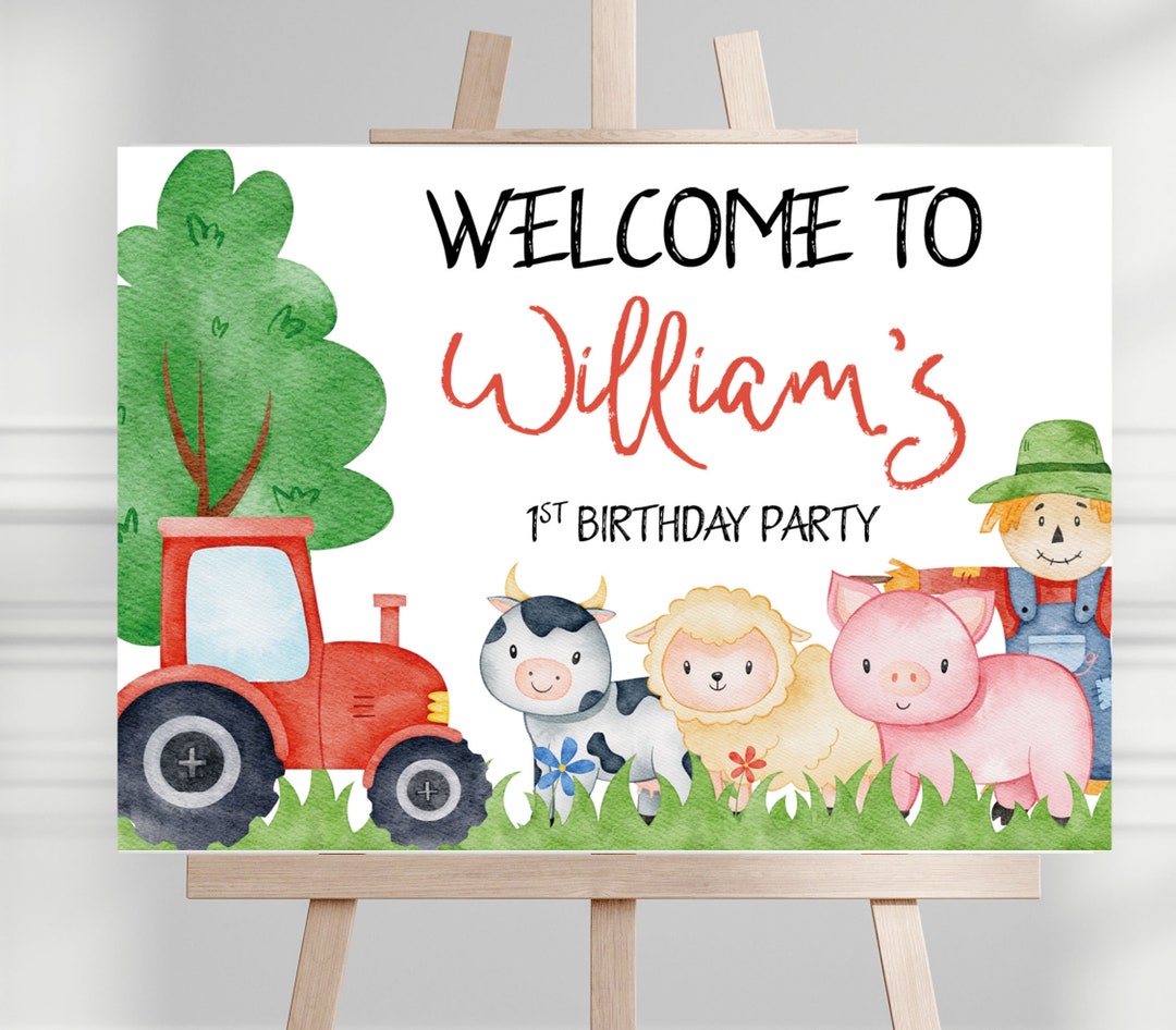 Farm Yard Children's Party Welcome Sign Personalised, Available as a ...