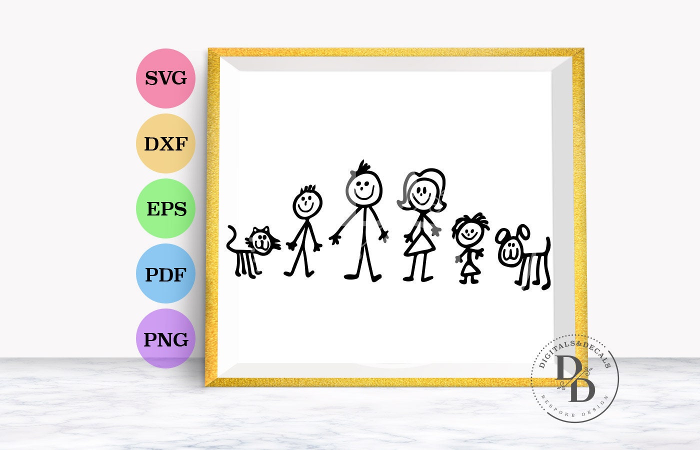 Stick Men Svg Stick Family Svg Stick People Family and Pets - Etsy UK