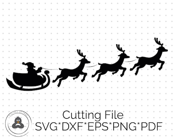 Santa And Reindeer Flying Silhouette
