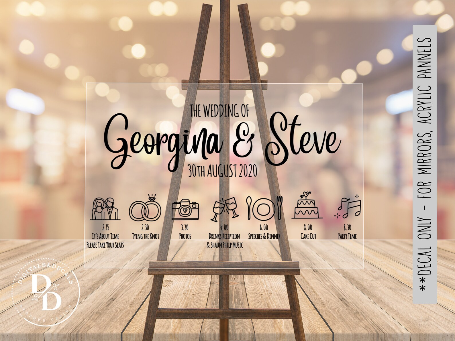 Wedding Timeline Decal Wedding Itinerary Decal Fully | Etsy