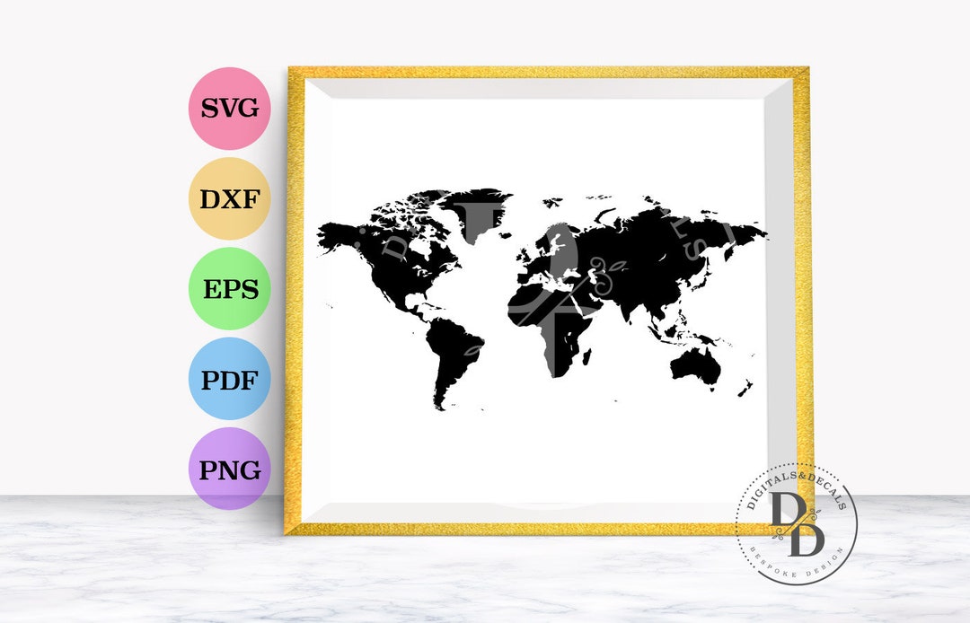 World Map SVG Cutting File for Silhouette or Cricut - Etsy