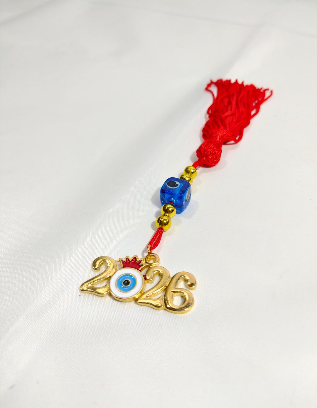 Gouri - Lucky Charm 2026 – Pomegranate With Evil Eye and Red Tassel - Etsy
