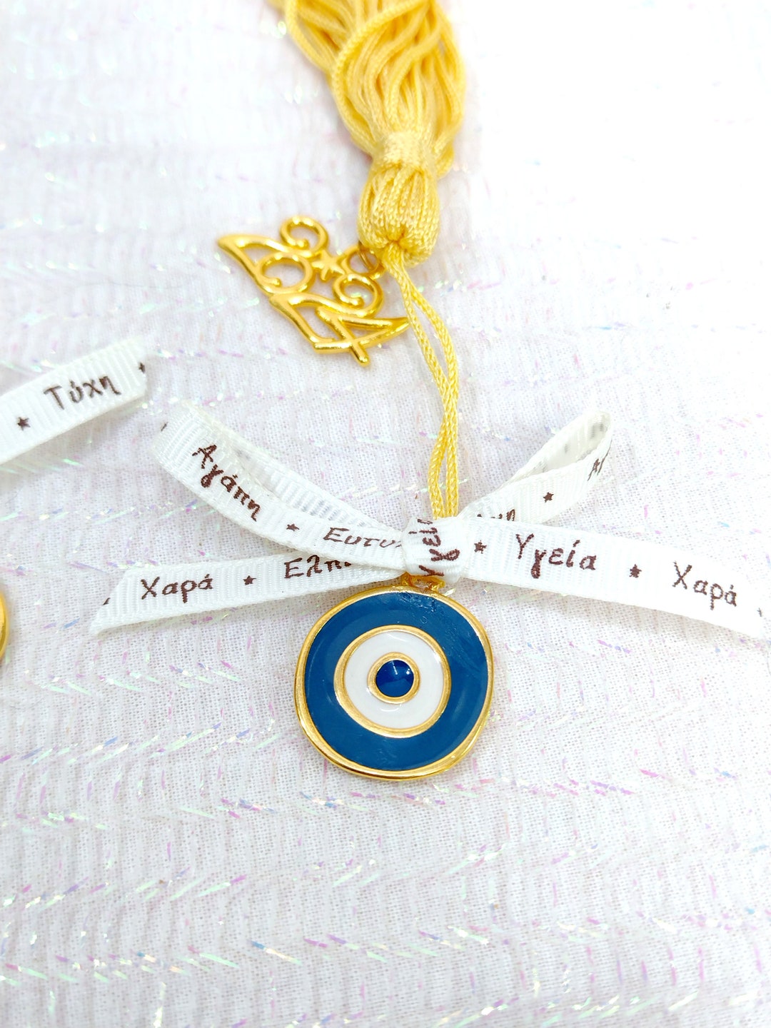 Golden Eye Greek Good Luck Charm With Blessings and 2025 Token / gouri ...