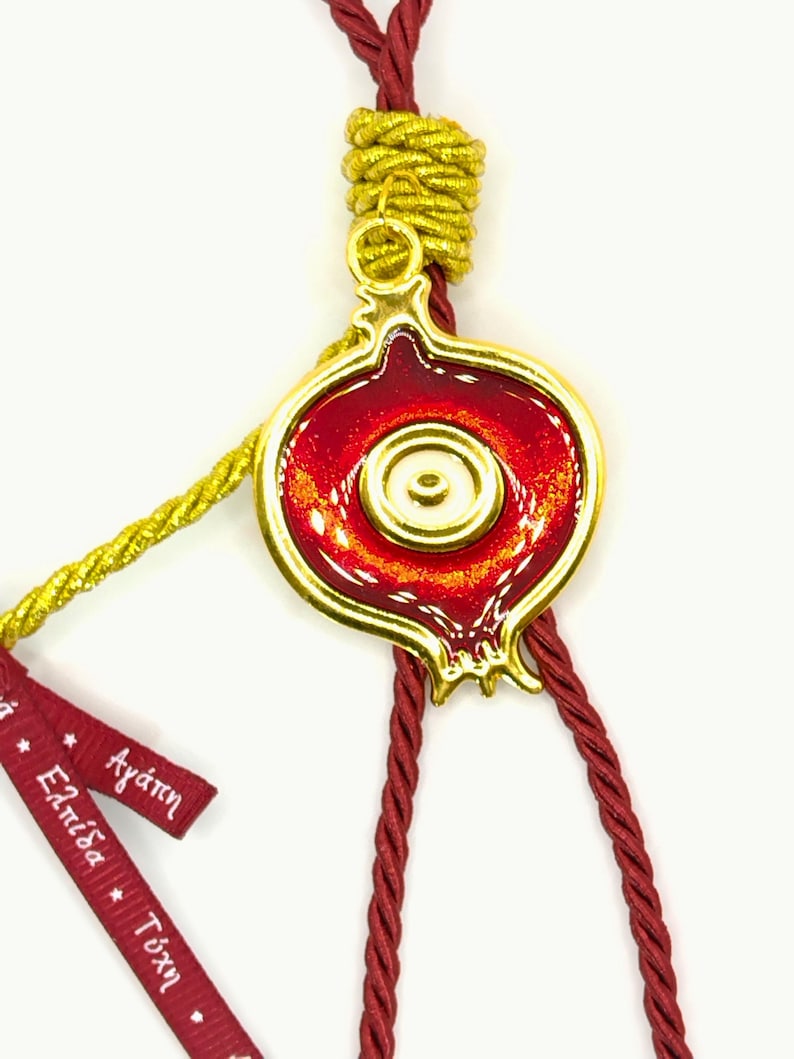 2026 Enamel Pomegranate Lucky Charm With Evil Eye and Greek Wishes - Etsy