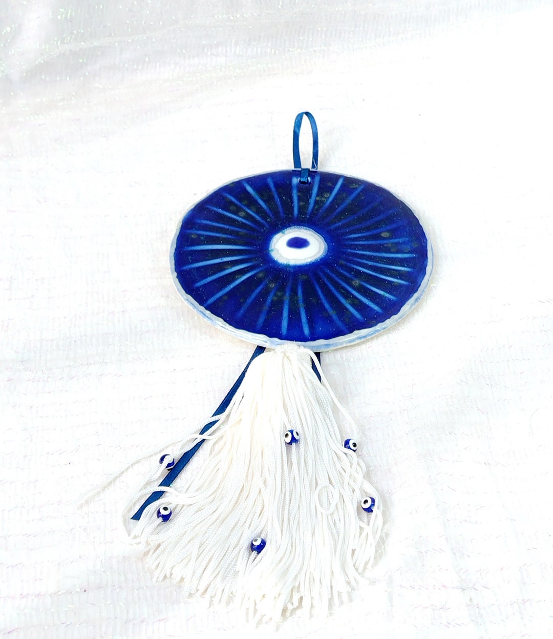 Large Ceramic Evil Eye Wall Charm With Tassel – Greek Protection ...