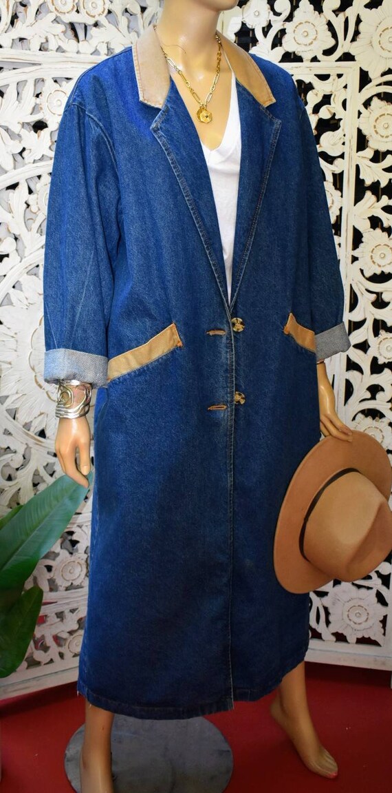 80s denim duster coat - Gem