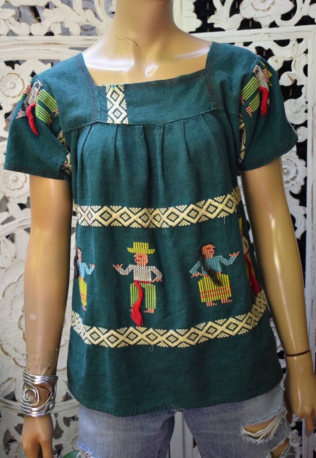 Vintage 70s Hand Embroidered Guatemalan Souvenir Folk Blouse Size S - Etsy