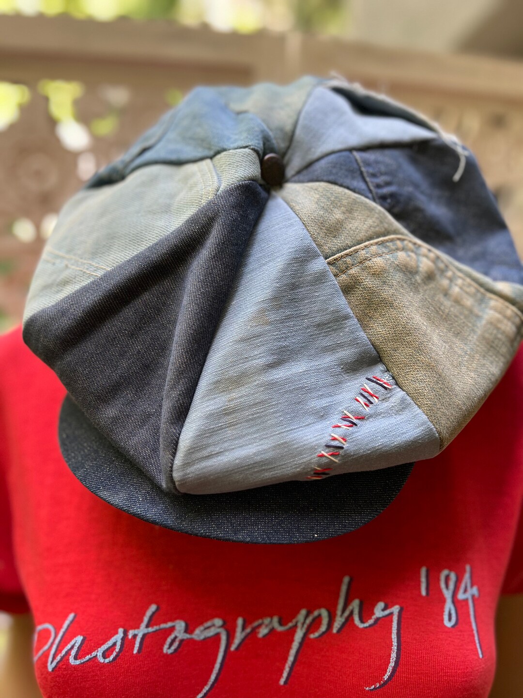 RARE True Vintage 1970s Denim Patchwork Cap With Hand Stitching Details ...