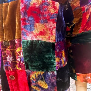 Vintage 90’s Velvet Patchwork Oversized Quilted Jacket Size M - Etsy