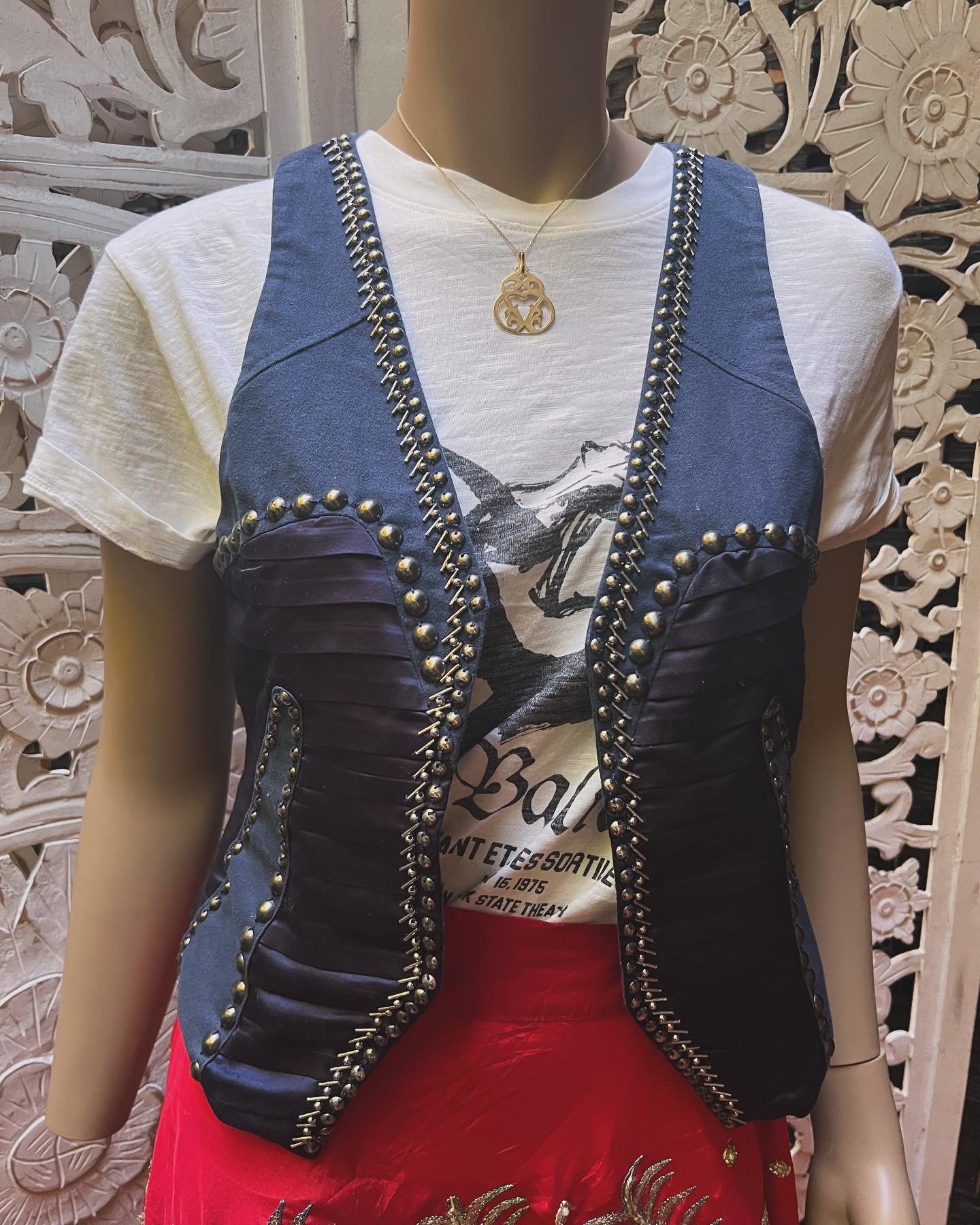 Vintage Rock N Rolla Vest With Pleating and Embellishment - Etsy