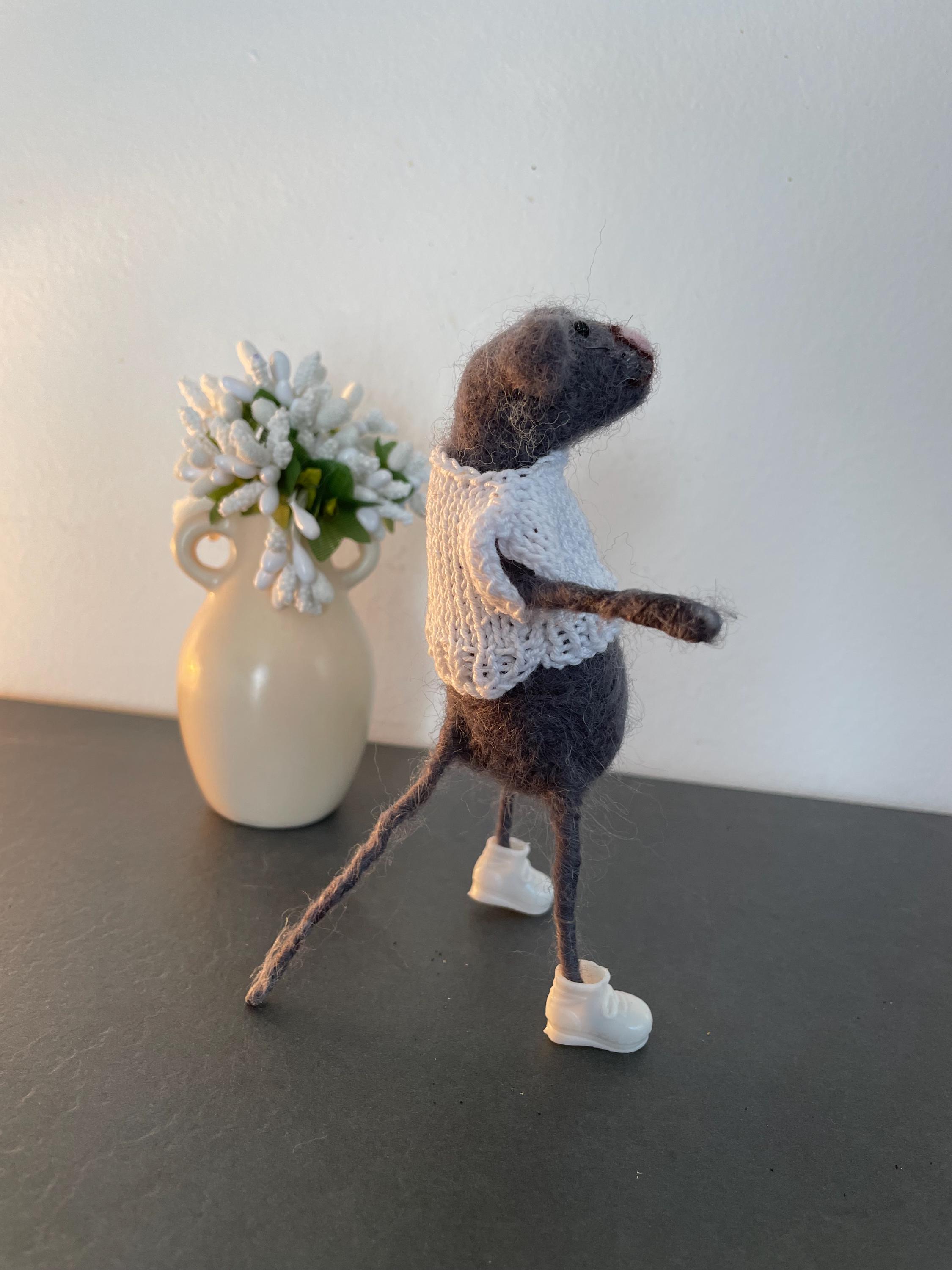 Needle Felted Mouse in Sweater and Boots - Etsy
