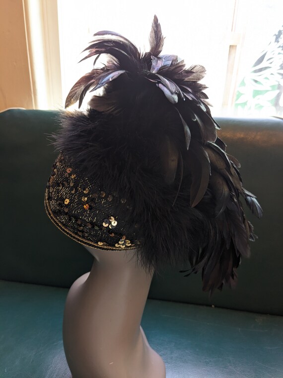 Mr Hi's Classic Raven Feathered Ladies Cap with Gold … - Gem