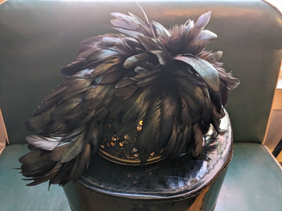 Mr Hi's Classic Raven Feathered Ladies Cap with Gold … - Gem