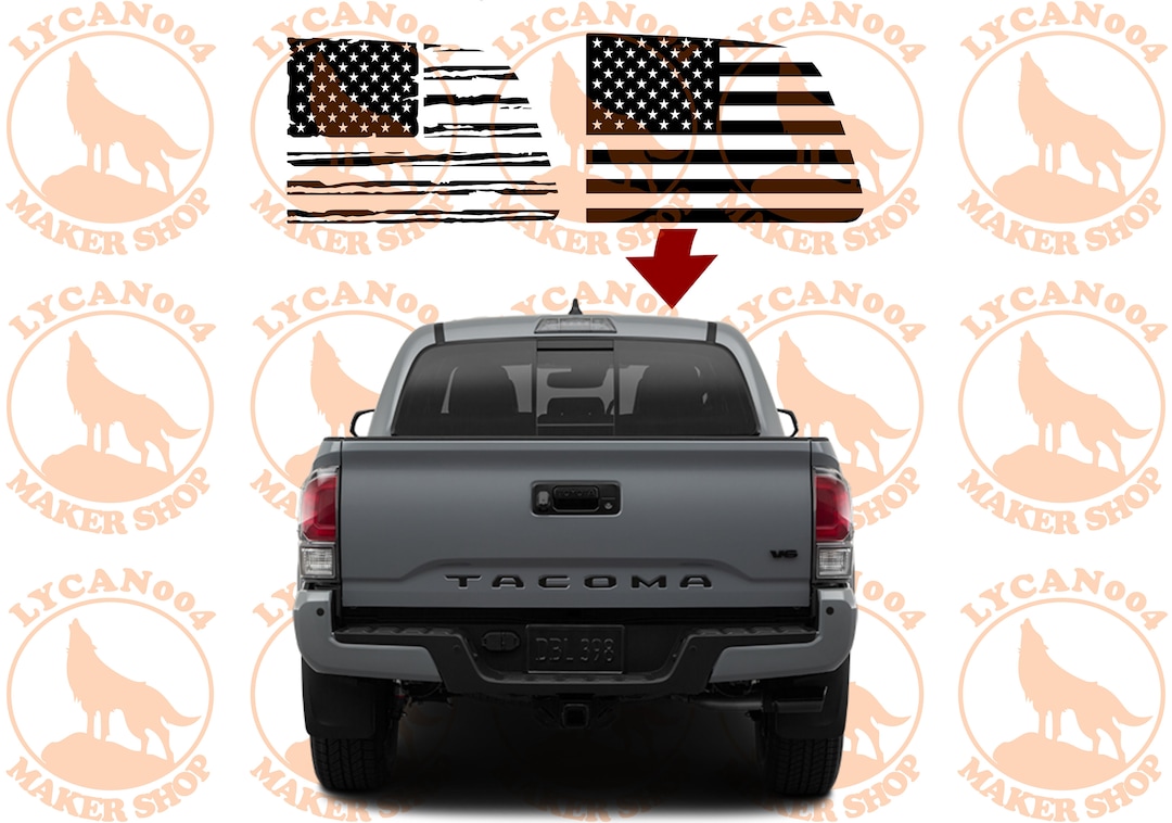 US Flag Decal - Fits Toyota Tacoma 2017 to 2023 Rear Window - Four ...