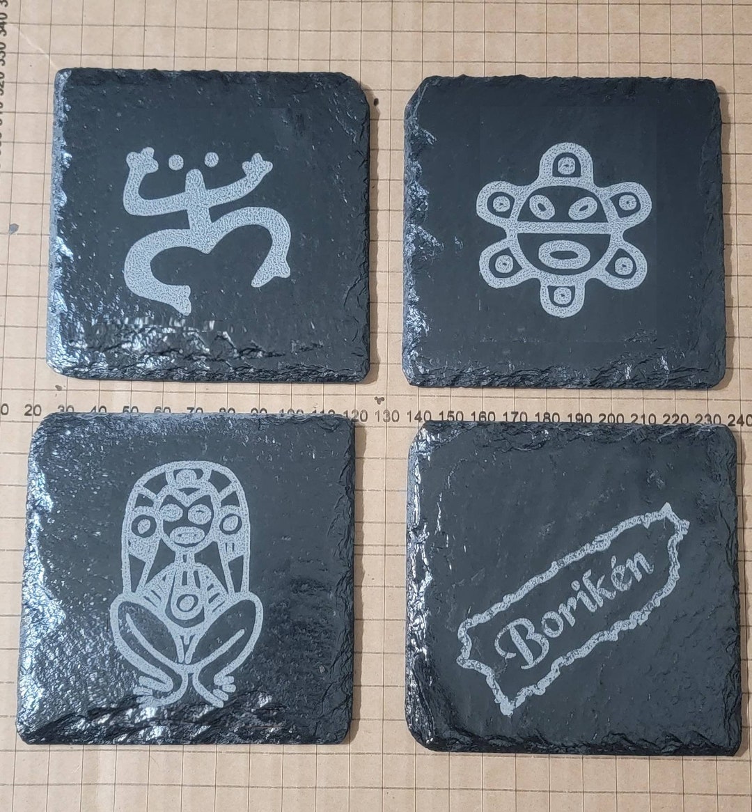 Taino Hieroglyphs Slate Coasters for Stylish Table Protection (set of 4 ...
