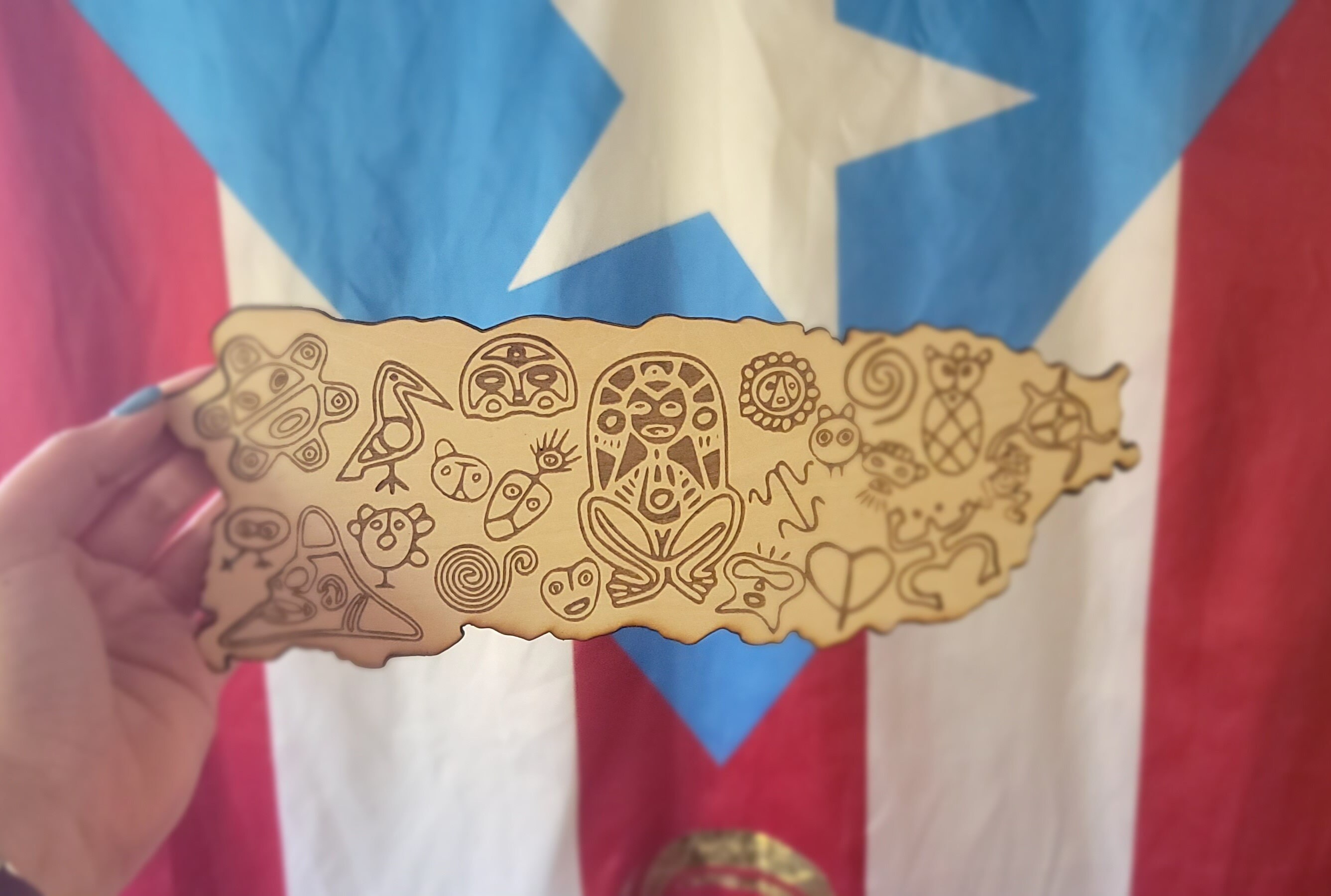 Silueta del mapa de Puerto Rico con decoración de pared de madera con ...
