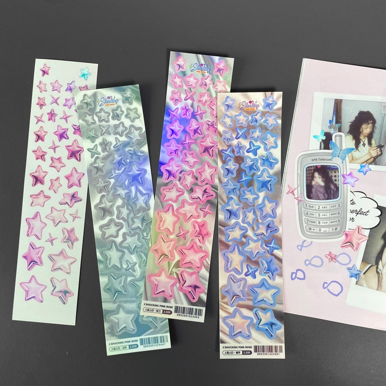 3D Star Stickers: Y2k · Scrapbooking Journal - Etsy