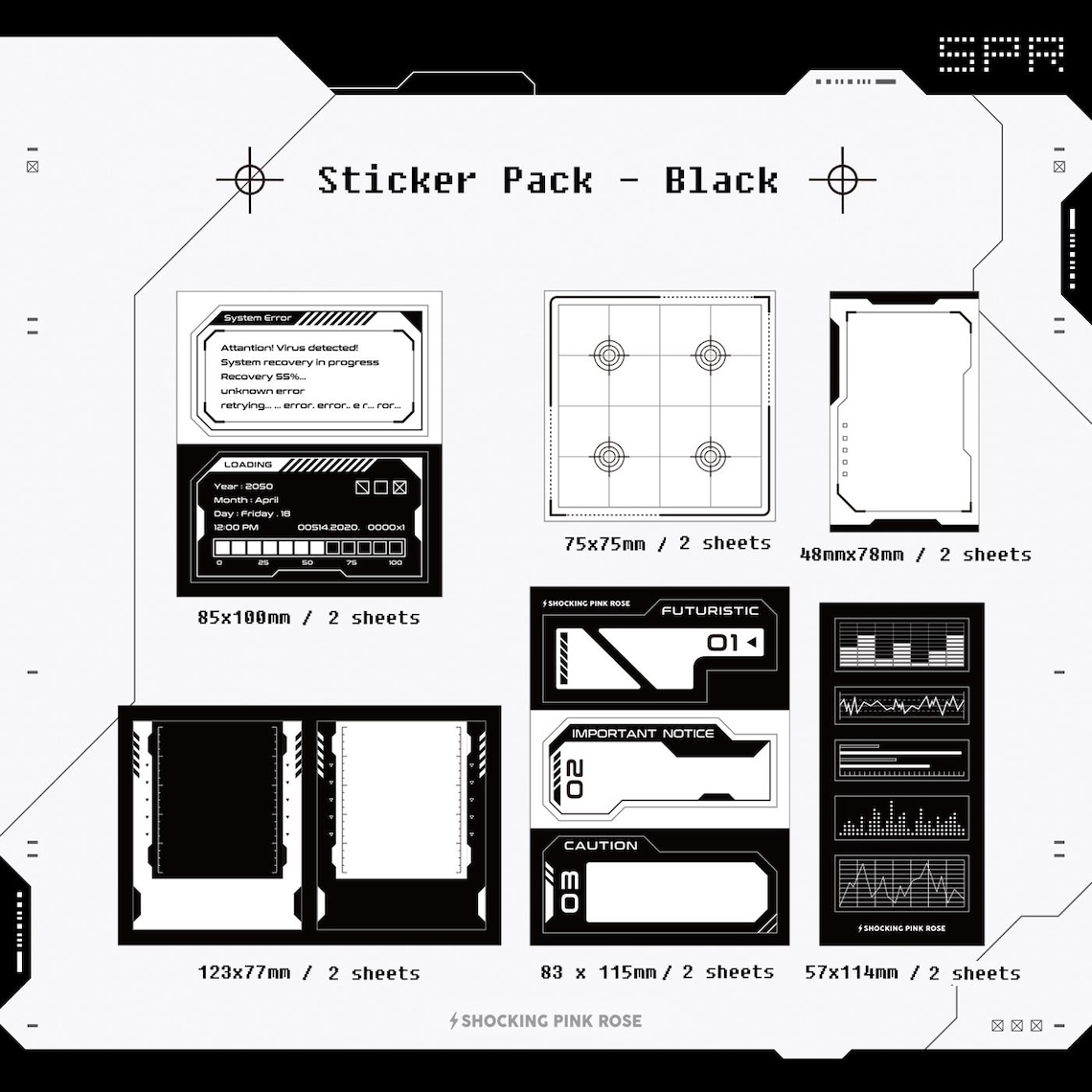 Cyberpunk Black A6 Planner Inserts & Sticker Pack – Unpunched Refill ...