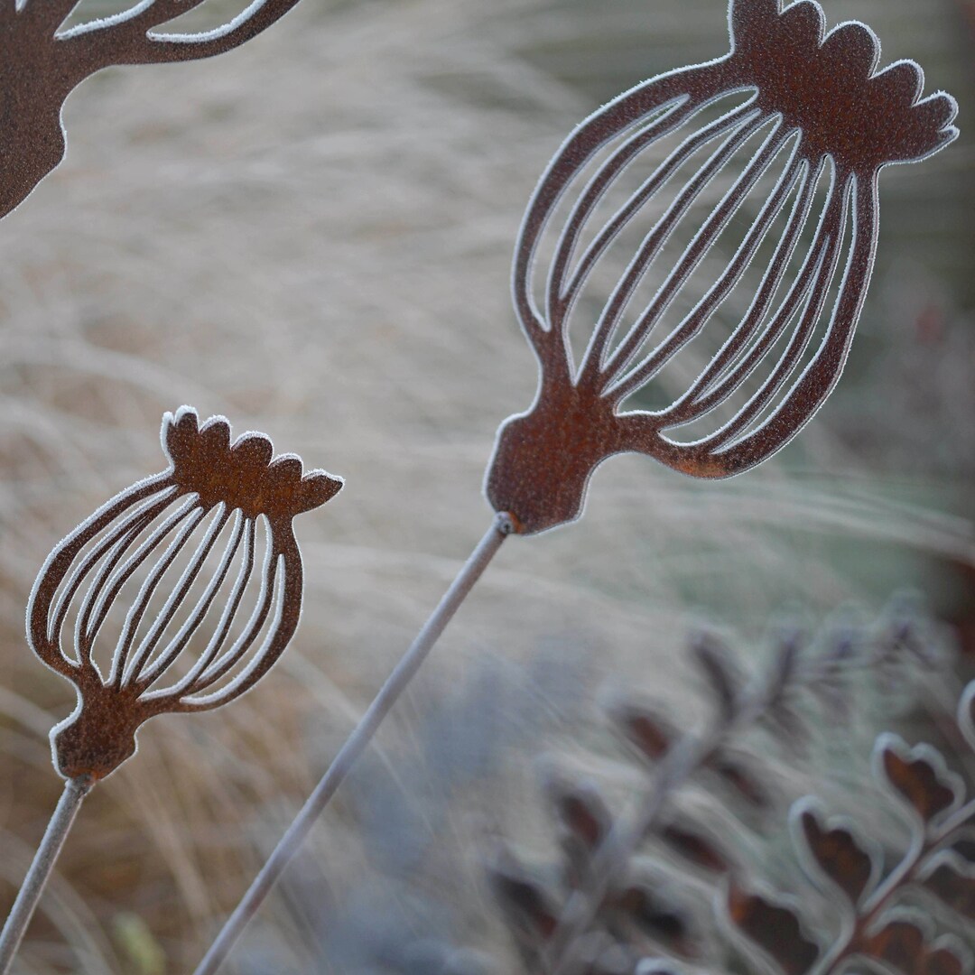 Metal Poppy Seedhead Garden Sculpture - Etsy