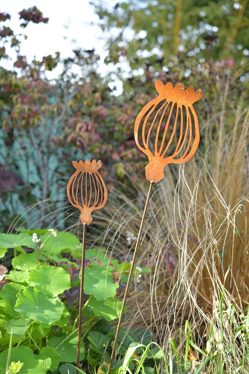 Metal Poppy Seedhead Garden Sculpture - Etsy