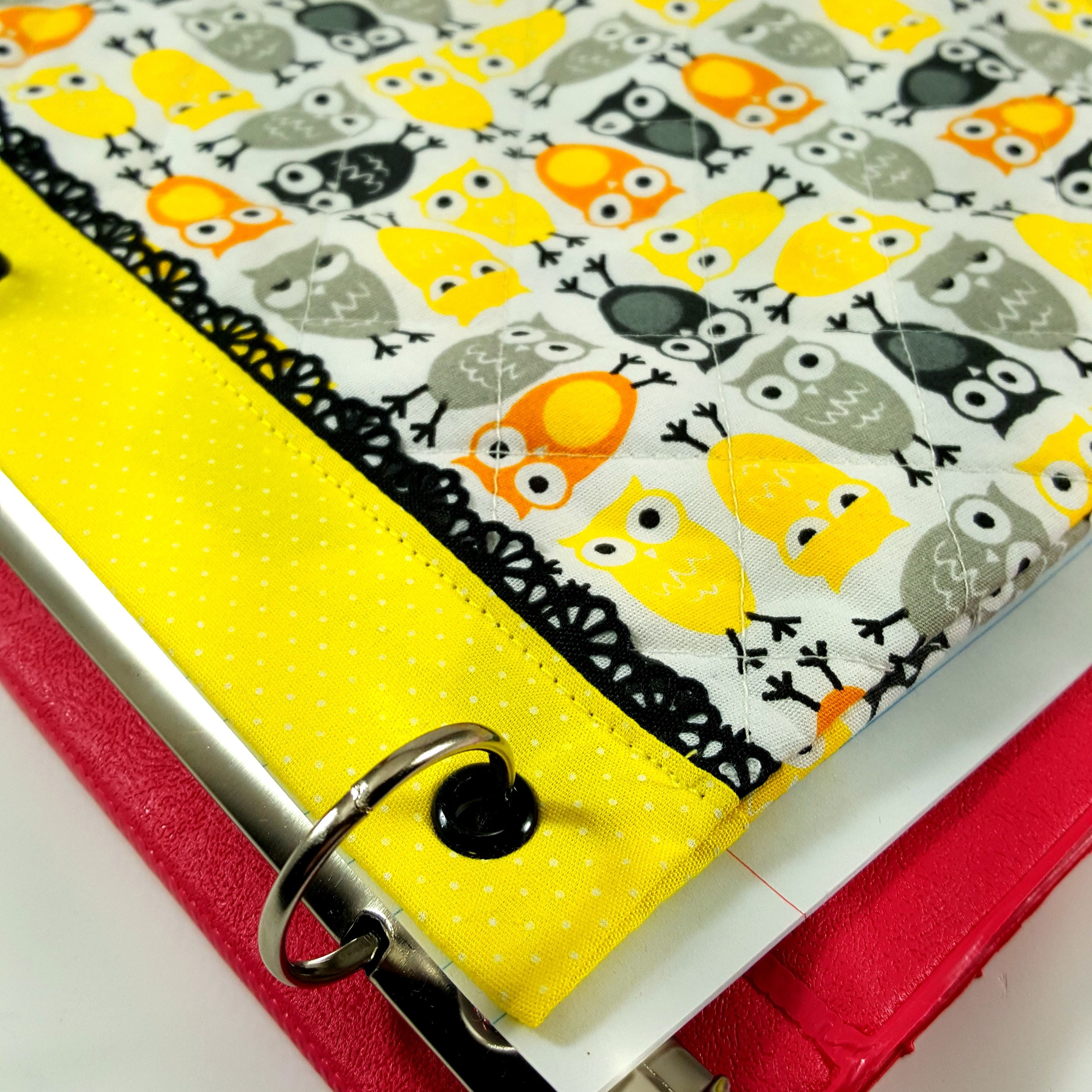 Pencil Pouch for 3 Ring Binders Yellow Owls Binder Inserts Size Letter ...