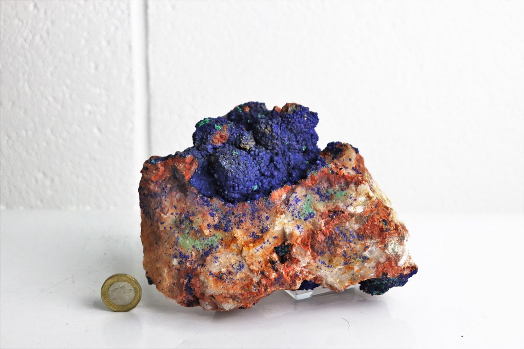 1) Azurite on Quartz Rough Crystal - Etsy