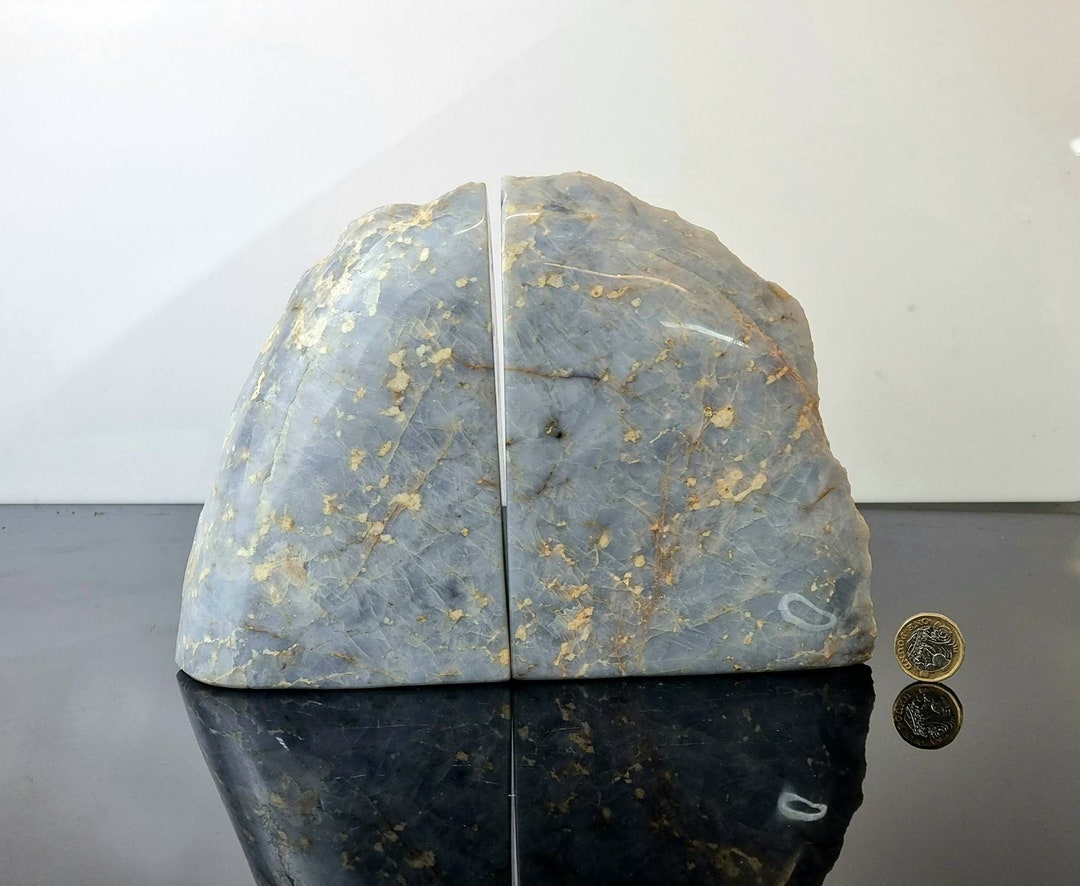 1 Large Blue Quartz Crystal Bookends - Etsy