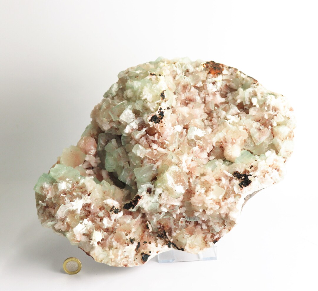 40) Grande verde Apophyllite Rosa Stilbite Zeolite Cristallo - India 7. ...
