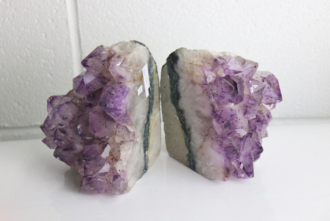 AMB12) Large Amethyst Crystal Bookends - Etsy