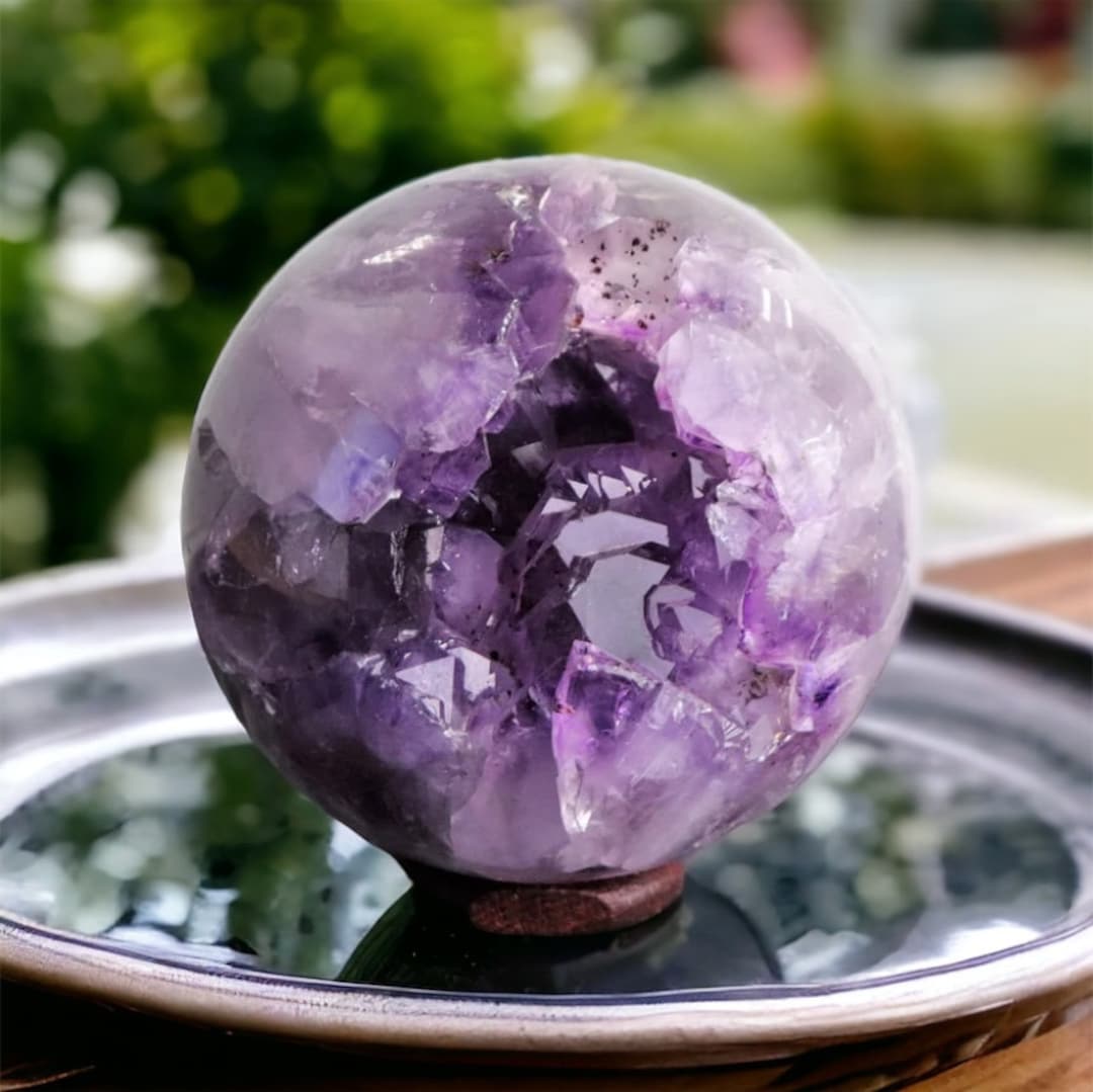 2) Large Amethyst Crystal Geode Sphere - Etsy