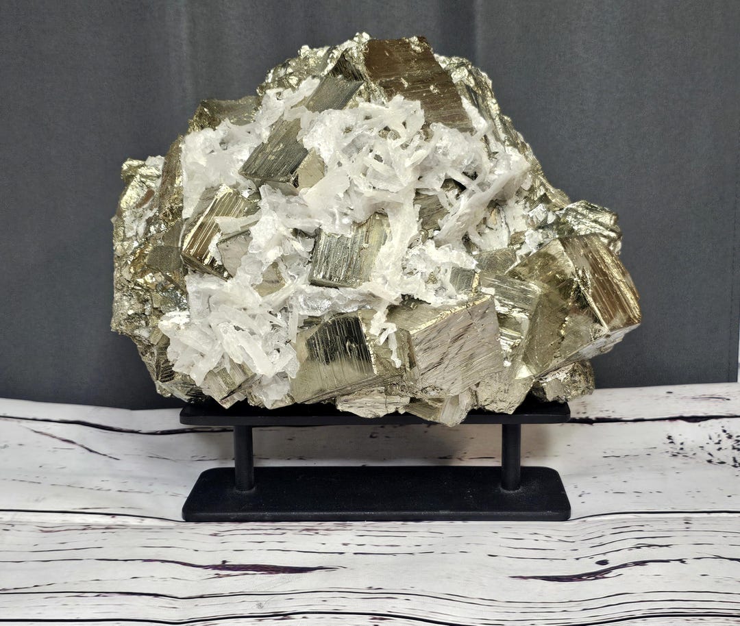 Very Large Pyrite Crystal Cubic Cluster With Mangano Calcite - Etsy