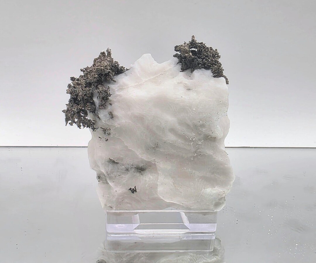 Native Silver Crystal on Calcite Matrix | Collectors Grade Mineral ...