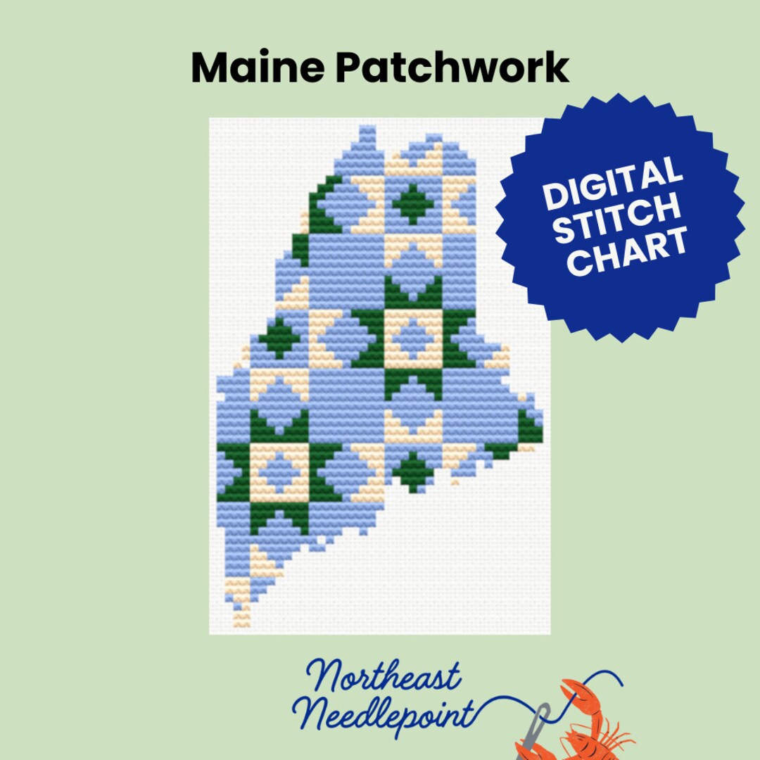 Maine State Patchwork Quilt - Digital Needlepoint/cross Stitch Chart ...