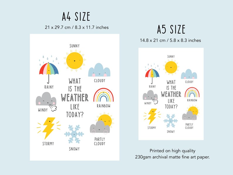Weather Chart Print Nursery Wall Art Children's Print | Etsy