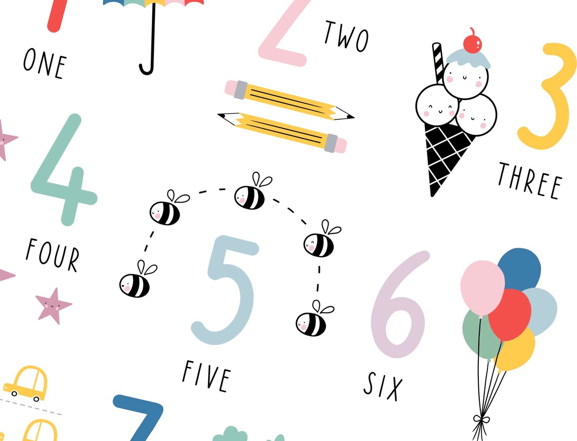 Number Print Nursery Wall Art Children's Print | Etsy